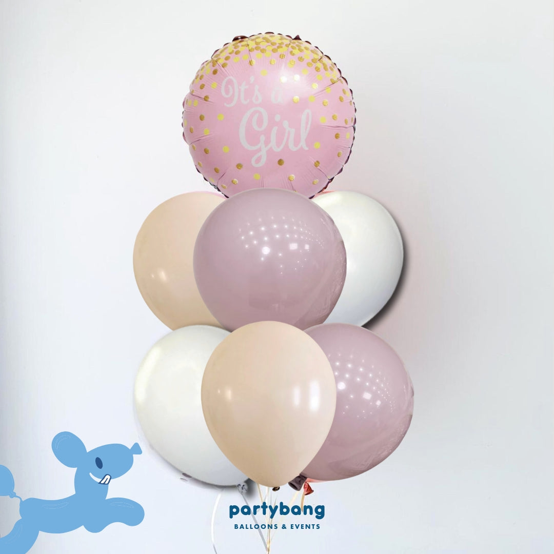 [Helium Inflated] 7pcs Balloon Cluster (It's a Girl) – Partybang
