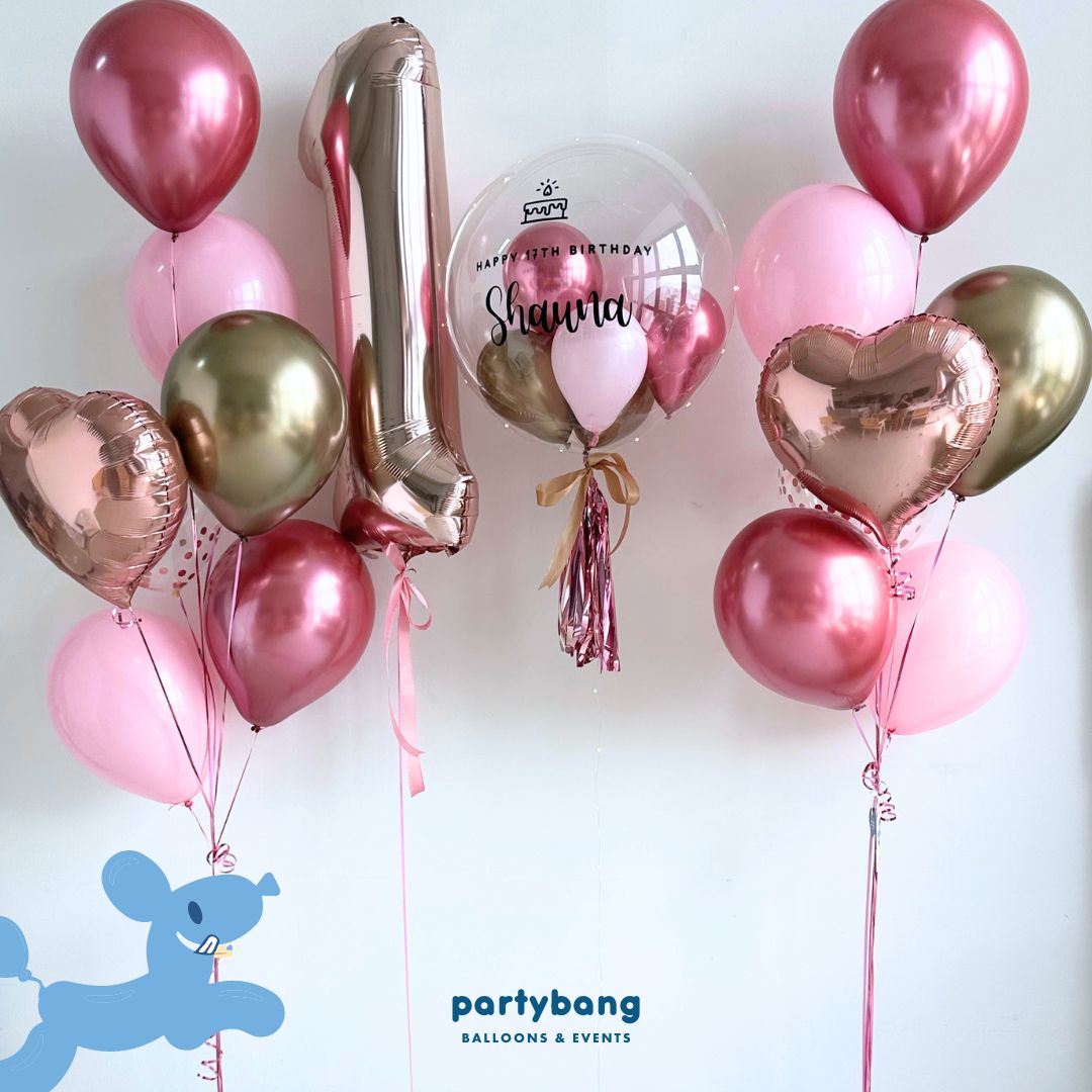 [Helium Inflated] 24inch Custom Bubble Balloon Birthday Set D (1pc Num ...