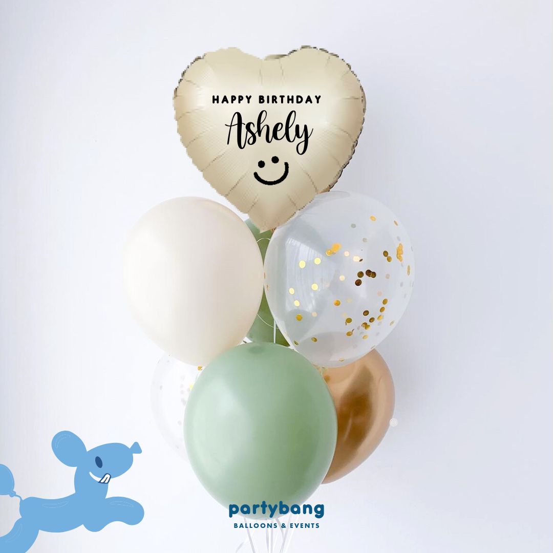 [Helium Inflated] Custom 7pcs Balloon Cluster (Cream) – Partybang
