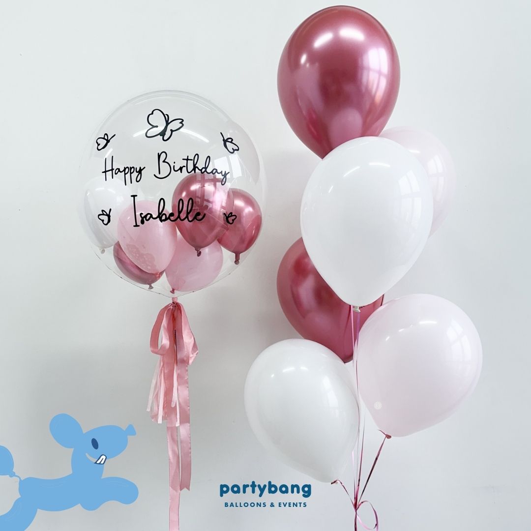 [Helium Inflated] 24inch Custom Bubble Balloon Birthday Set B – Partybang